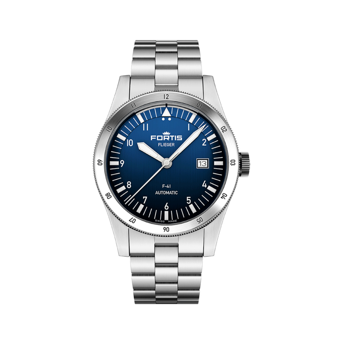 Fortis: f-41 Liberty Blue On Block Bracelet - Luxferity