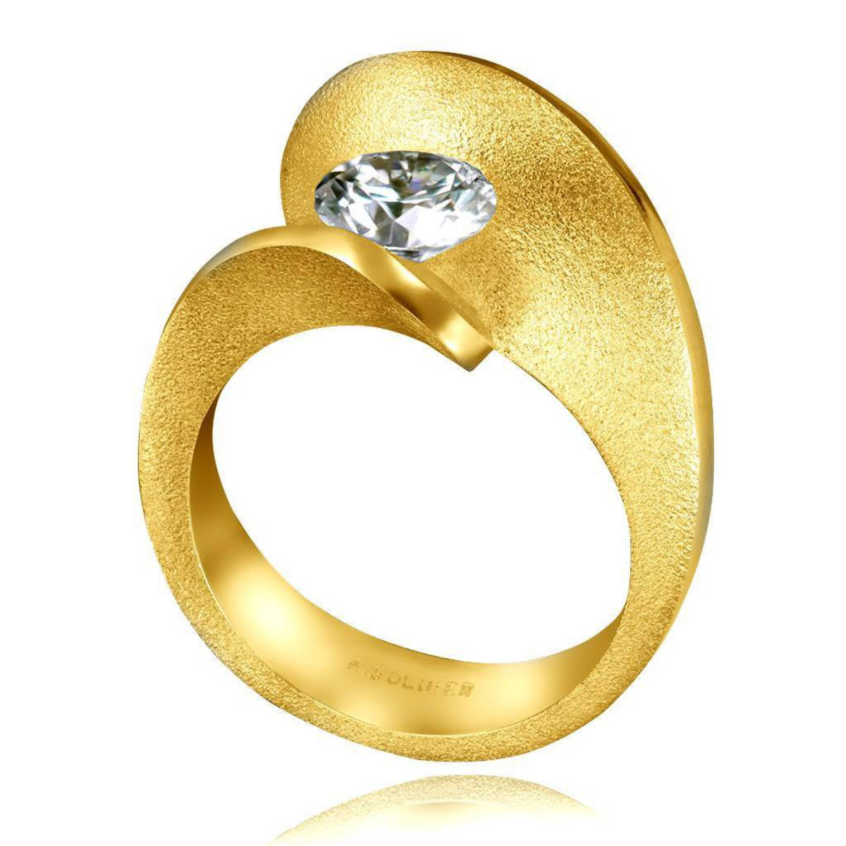 Alex Soldier: Dance Of Life Matte Engagement Ring (Yellow Gold) - Luxferity