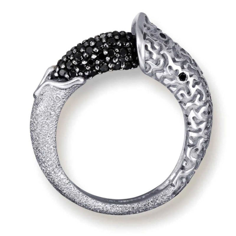 Alex Soldier: Gold Acorn Ring With Black Diamonds - Luxferity