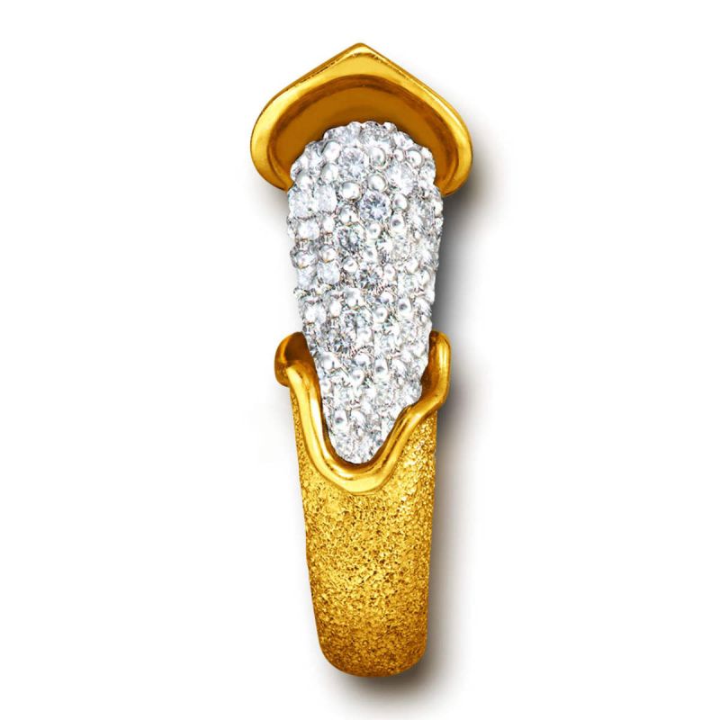 Alex Soldier: Gold Acorn Ring with Diamonds - Luxferity