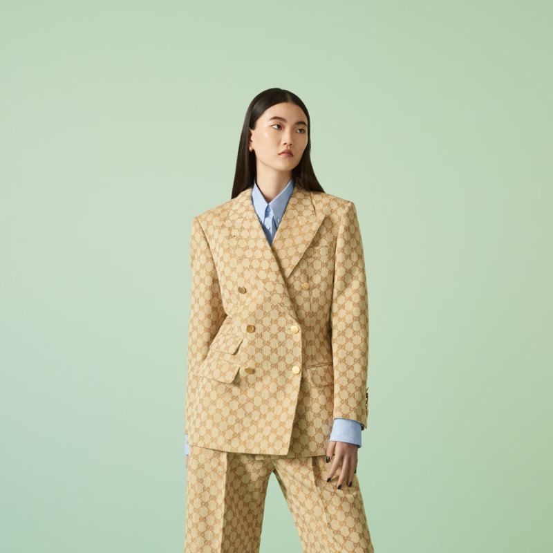 Gucci Gaok Seoul: GG Linen Cotton Jacquard Jacket - Luxferity
