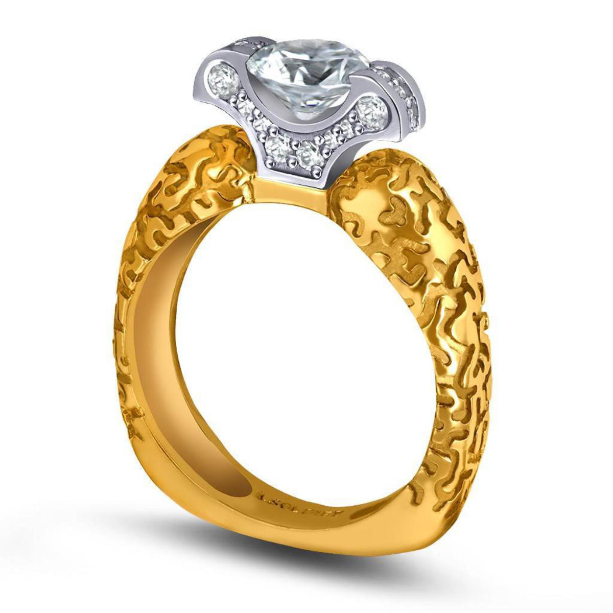 Alex Soldier: Lily Diamond Gala Texture Engagement Ring (Yellow ...