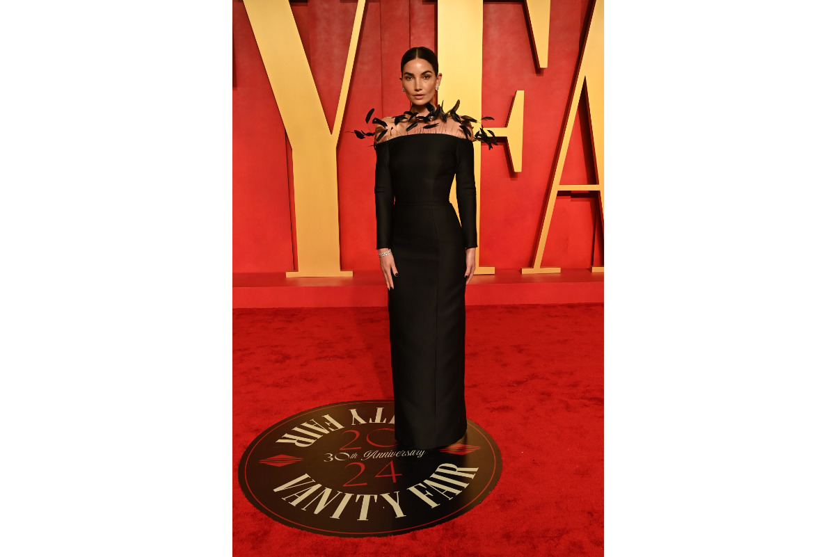 Prada: Lily Aldridge In Prada At The 2024 Vanity Fair Oscars Party ...